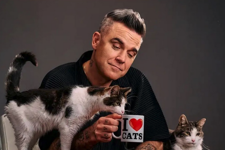 Robbie Williams lancia il nuovo singolo e duetta... con un gatto ...